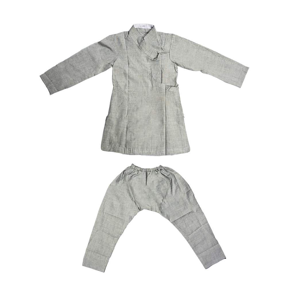 Daura Suruwal for Kids (Boys) – Traditional Nepali Outfit | Light Gray T